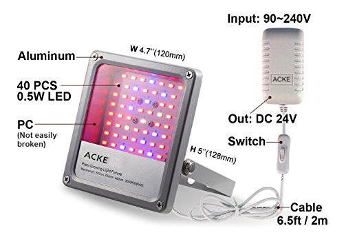 ACKE LED Grow Lights Full Spectrum,Plant Lights，Growing Lamps 12W for Indoor Plants,Hydropoincs