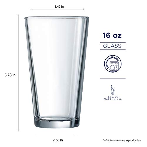 Luminarc Pub Beer Glass, 16-Ounce, Set of 9 (Buy 8, get 1 Free)