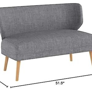 GDFStudio Christopher Knight Home Desdemona Mid-Century Modern Fabric Settee, Light Gray, Natural Finish