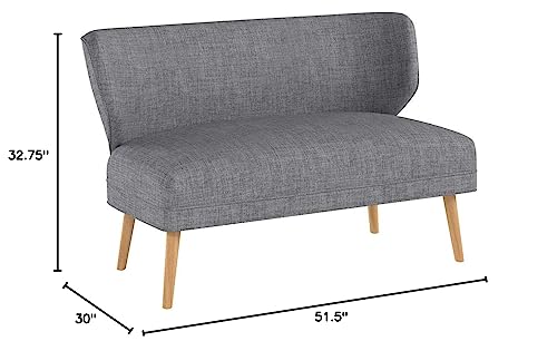 GDFStudio Christopher Knight Home Desdemona Mid-Century Modern Fabric Settee, Light Gray, Natural Finish