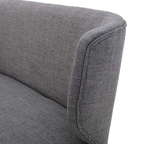 GDFStudio Christopher Knight Home Desdemona Mid-Century Modern Fabric Settee, Light Gray, Natural Finish