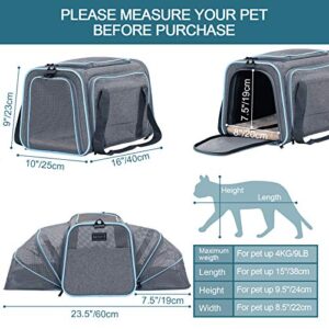 Petsfit Expandable Cat Carriers Small Dog Carrier, Airline Approved Soft-Sided Portable Washable Pet Travel Carrier with Two Extension for Kittens,Puppies,Rabbits