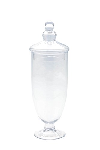 Diamond Star Glass 5"Dx15" clear Apothecary Jar with Lid