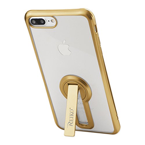 Reiko Bumper Case with Rotating Kickstand & Air Cushion Shock Absorption for iPhone 7 Plus - Clear Gold