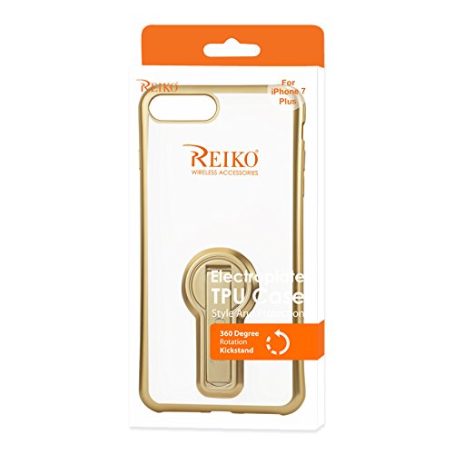 Reiko Bumper Case with Rotating Kickstand & Air Cushion Shock Absorption for iPhone 7 Plus - Clear Gold