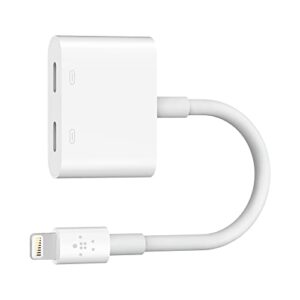 belkin rockstar lightning audio + charge - lightning cable & iphone charger adapter - audio phone charger - compatible w/ iphone 14, iphone 13, iphone 12 & all models w/ lightning port