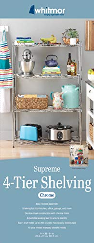 Whitmor Supreme 4 Tier Chrome Shelving 14 x 36 x 54 inches