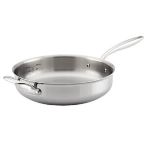 Breville Clad Stainless Steel Saute Pan / Frying Pan / Fry Pan with Lid and Helper Handle - 5 Quart, Silver