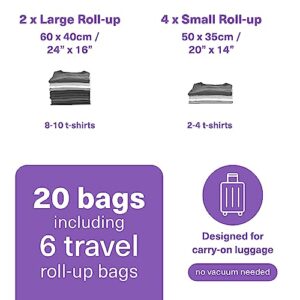 Bramble 7 Sizes 20 Vacuum Storage Bags Space Saver Bags (2 XL Jumbo/2 Jumbo/2 Large/2 Medium/6 Small/6 Roll) Compression Storage Bags for Comforters & Blankets, Vacuum Sealer Bags for Clothes Storage