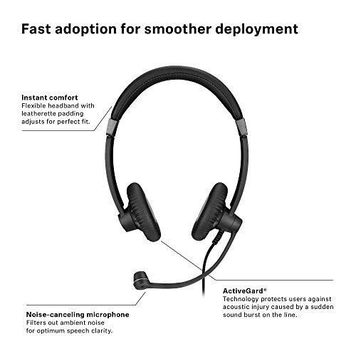 Sennheiser SC 75 USB MS (507086) - Double-Sided Business Headset | For Skype for Business, with Mobile Phone, Tablet, Softphone, and PC | HD Sound & Noise-Cancelling Microphone (Black)