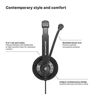 Sennheiser SC 75 USB MS (507086) - Double-Sided Business Headset | For Skype for Business, with Mobile Phone, Tablet, Softphone, and PC | HD Sound & Noise-Cancelling Microphone (Black)