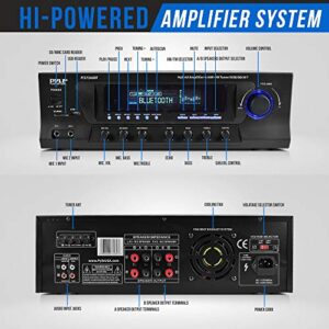 Pyle PT272AUBT - Wireless Bluetooth Audio Power Amplifier - 300W 4 Channel Home Theater Stereo Receiver with USB, AM FM, 2 Mic IN with Echo, RCA, LED, Speaker Selector - For Studio, Home Use, black