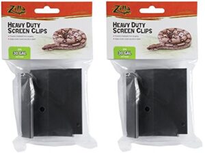 (2 pack) zilla reptile terrarium covers heavty duty screen clips, large 30gallon or larger, 2 clips each