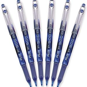 Pilot Precise P-500 Gel Ink Rolling Ball Pens, Extra Fine Point, Blue Ink, 6 Pens.