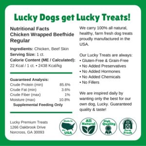 Lucky Premium Treats Chicken Wrapped Rawhide – All-Natural Rawhide and Chicken Dog Treats, Gluten Free Premium Small Dog Treats (20 Chews)