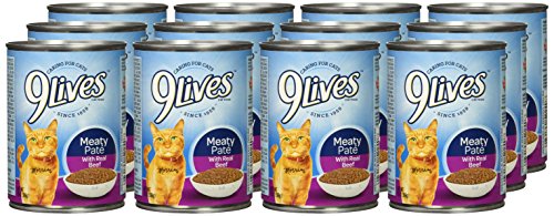 9Lives Meaty Paté With Real Beef Wet Cat Food, 13 Ounce (Pack of 12)