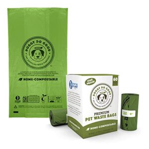 Doggy Do Good Poop Bags | Dog Waste Bags | Unscented, 38% Vegetable-Based, Thick & Leak Proof, Easy Open | Standard Size | 60 Count