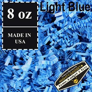 mighty gadget (r) 1/2 lb light blue crinkle cut paper shred filler for gift wrapping & basket filling