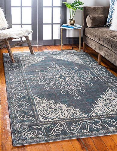 Unique Loom Aurora Collection Over-Dyed, Abstract, Botanical Southwestern, Transitional Area Rug, 2 ft x 3 ft, Gray/Ivory