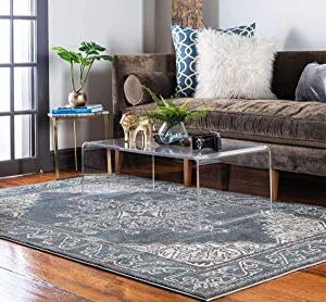 Unique Loom Aurora Collection Over-Dyed, Abstract, Botanical Southwestern, Transitional Area Rug, 2 ft x 3 ft, Gray/Ivory