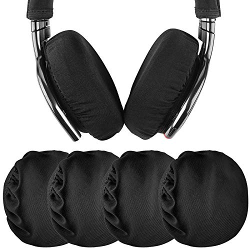 Geekria 2 Pairs Flex Fabric Headphones Ear Covers, Washable & Stretchable Sanitary Earcup Protectors for Over-Ear Headset Ear Pads, Sweat Cover for Gym, Gaming (M/Black)