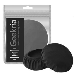 Geekria 2 Pairs Flex Fabric Headphones Ear Covers, Washable & Stretchable Sanitary Earcup Protectors for Over-Ear Headset Ear Pads, Sweat Cover for Gym, Gaming (M/Black)