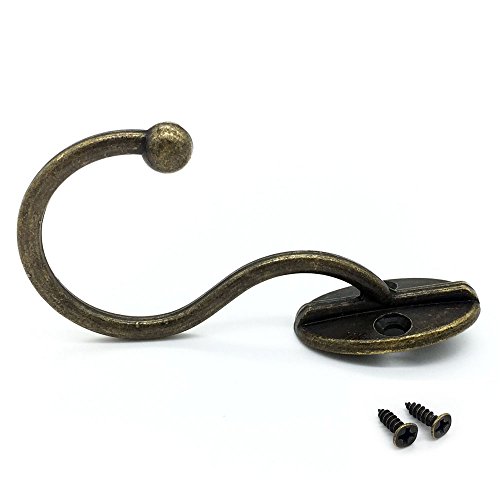 Richohome 10 Pcs Bronze Vintage Wall Mounted Single Hook Hangers Long Hook