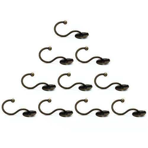 Richohome 10 Pcs Bronze Vintage Wall Mounted Single Hook Hangers Long Hook