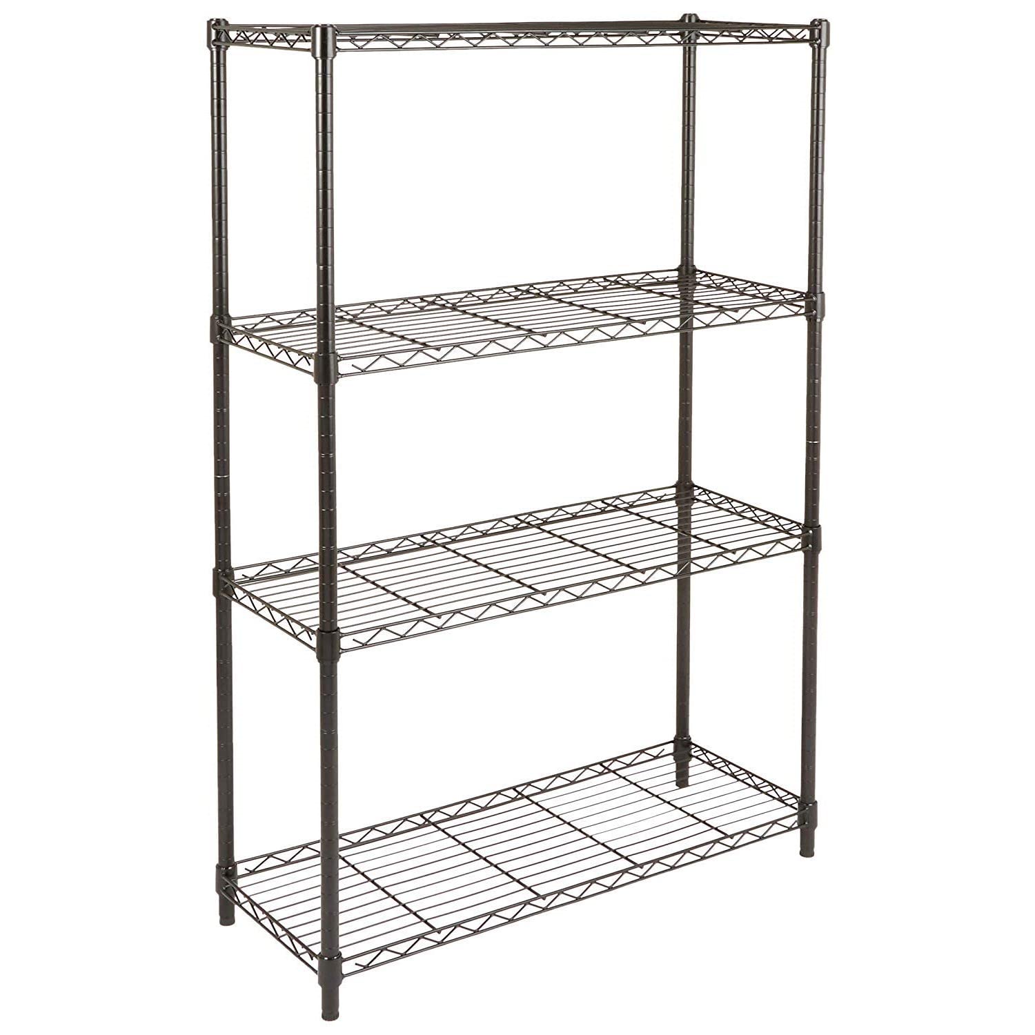 Amazon Basics 4-Shelf Adjustable, Heavy Duty Storage Shelving Unit (350 lbs loading capacity per shelf), Steel Organizer Wire Rack, Black, 36" L x 14" W x 54" H