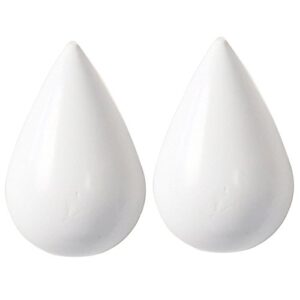 olizee® 2 pack water drop shaped minimalist design decorative wall mounted wooden coat hat hanger hook(white)