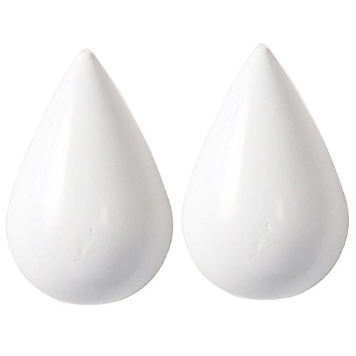 OLizee® 2 Pack Water Drop Shaped Minimalist Design Decorative Wall Mounted Wooden Coat Hat Hanger Hook(White)