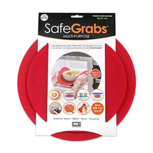 safe grabs: multi-purpose silicone original microwave mat as seen on shark tank | splatter guard, trivet, hot pad, pot holder, minimize mess (bpa free, heat resistant, dishwasher safe), set of 2, red