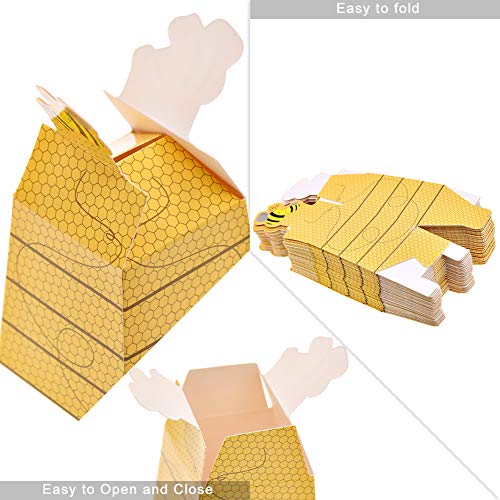 SumDirect Paper Beehive Gift Boxes - 50Pcs Wedding Favor Candy Boxes with Ribbons,Yellow Winnie The Pooh Baby Shower Bee Gift Box for Birthday Decorations