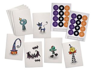 halloween greeting cards collection with spooky stickers - 24 note cards with envelopes & seals