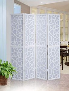 roundhill furniture giyano 4 panel screen room divider, white