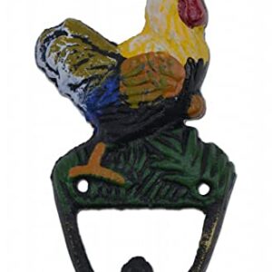 Flag Emotes Rooster & Chickens Wall Hook 3 Piece Set Colorful Painted Cast Iron Coat Hangers Rack