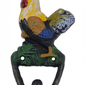 Flag Emotes Rooster & Chickens Wall Hook 3 Piece Set Colorful Painted Cast Iron Coat Hangers Rack