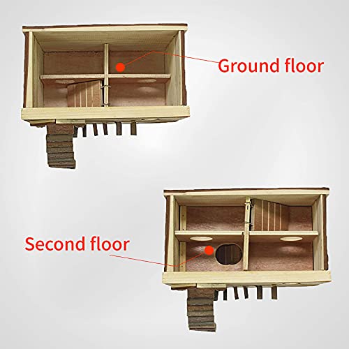 Beaks And Paws B&P Wooden Hamster House Hideout, Hamster Toys for Gerbils, Guinea Pigs, Dwarf Hamster, Small Animal，with Ladders Bridge