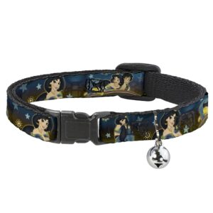 buckle-down breakaway cat collar - jasmine & aladdin carpet ride/jasmine poses/flowers - 1/2" wide - fits 8-12" neck - medium