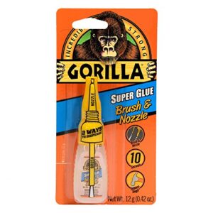 gorilla super glue with brush & nozzle applicator, 12 gram, clear, (pack of 1)