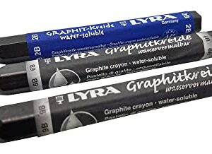 LYRA Assorted Degree Graphite Stick Set - Water Soluble and Non Soluble - 2B 6B 9B, Art, Drawing Supplies for Sketch & Shading Pencils - 3 Crayon Stick (Water Soluble)