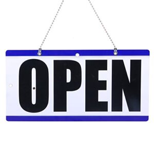 Eagle Open and Closed Sign, Plastic, with Hanging Chain, Double Sides with “Will Return” Clock, 6X11.5-Inches