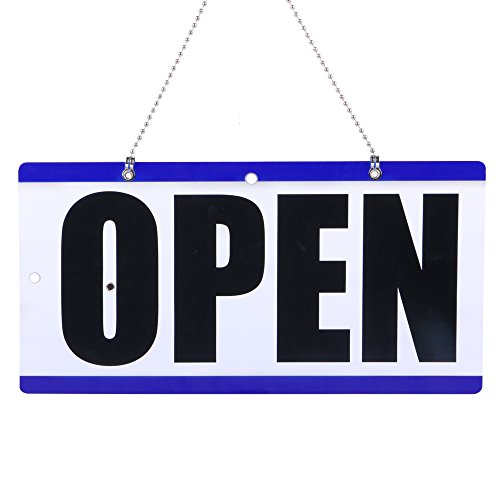 Eagle Open and Closed Sign, Plastic, with Hanging Chain, Double Sides with “Will Return” Clock, 6X11.5-Inches