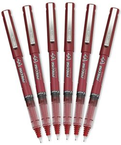 pilot precise v7 stick rolling ball pens, fine point, red ink, 6 pens.