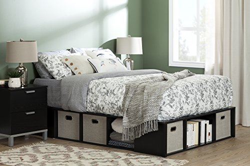 South Shore Flexible Bed with Storage and Baskets Black Oak, Contemporary