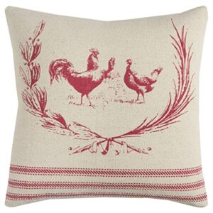 Rizzy Home T11036 Decorative Pillow, 20"X20", Red/Neutral/Brown