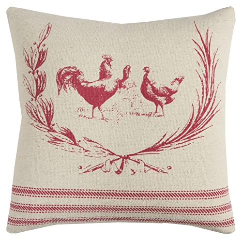 Rizzy Home T11036 Decorative Pillow, 20"X20", Red/Neutral/Brown