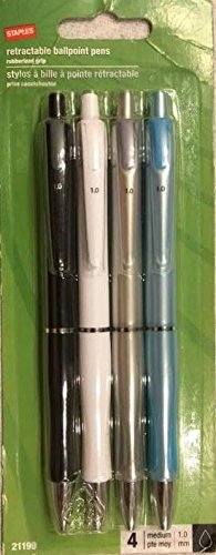 Staples Retractable Ballpoint Pens, 4-pack