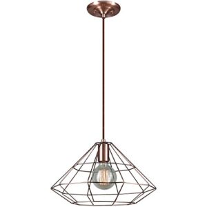 novogratz x globe mahek 1-light cage pendant, copper, satin finish 65218