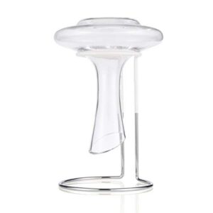 wine decanter drying stand with rubber coated top to prevent scratches